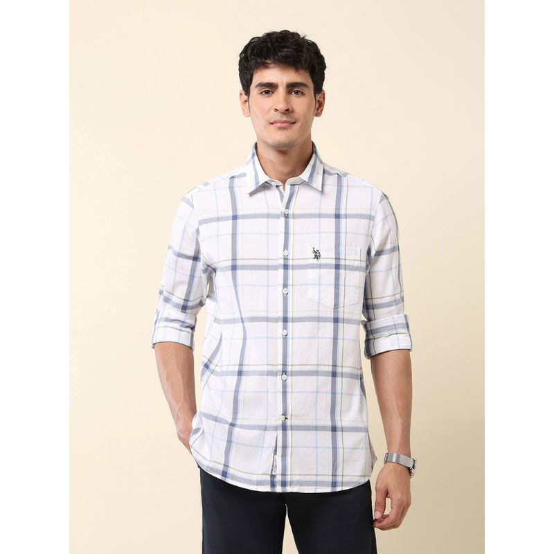 Buy U.S. POLO ASSN. Men White Checks Casual Shirt Online