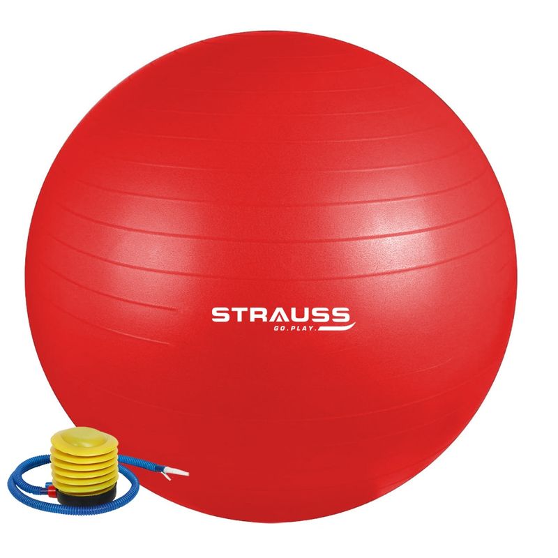 Buy Strauss Rubber Anti-Burst Gym Ball, Round Shape, 85 cm (Red) Online