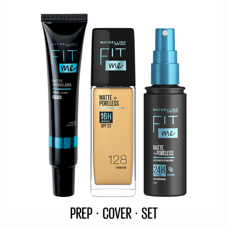 Buy Maybelline New York Matte Flawless Skin Kit: Fit Me Foundation, 128 ...
