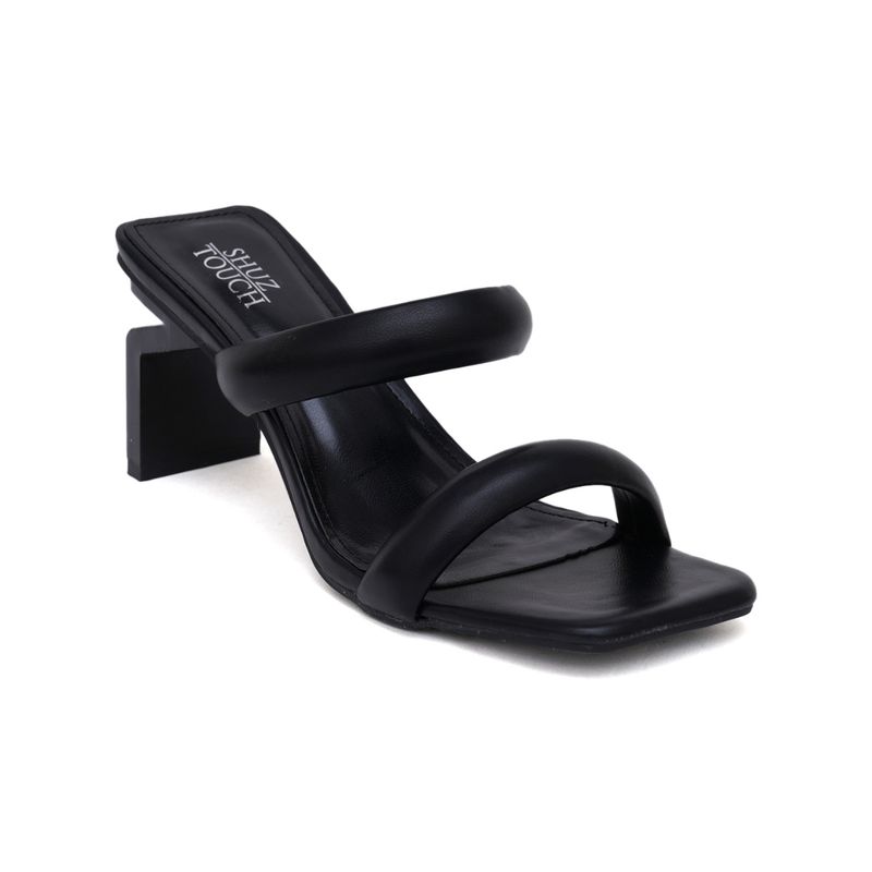 Buy SHUZ TOUCH Solid Strappy Slip-on Black Heels Online