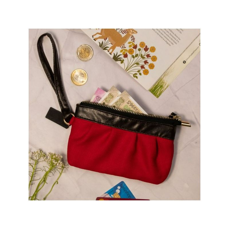Buy Visual Echoes Passionate Red Color Burst Wristlet Pouch Online