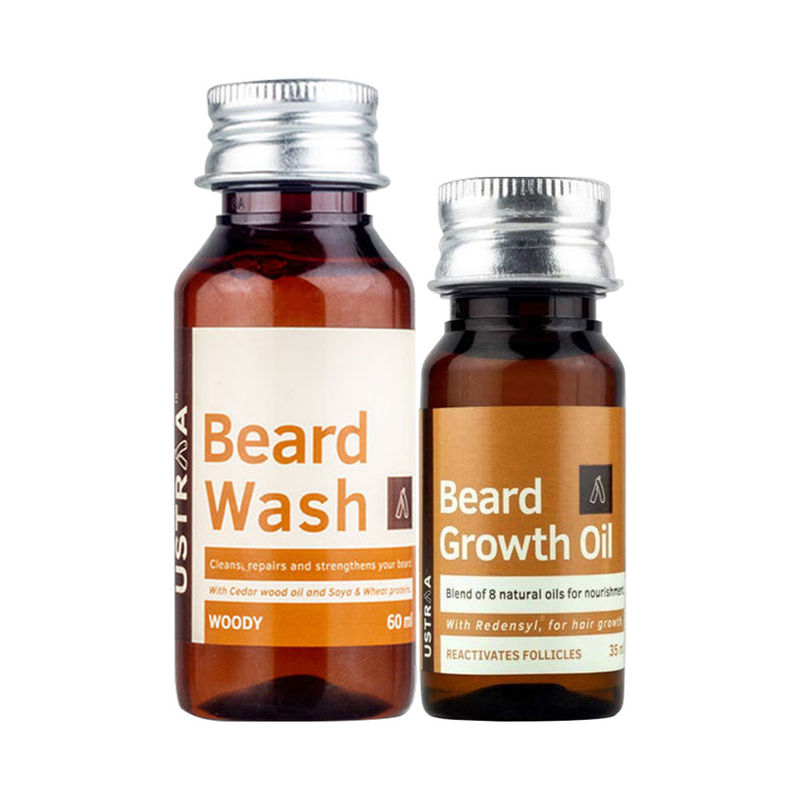 Buy Ustraa Beard Growth Oil & Beard Wash Woody Online