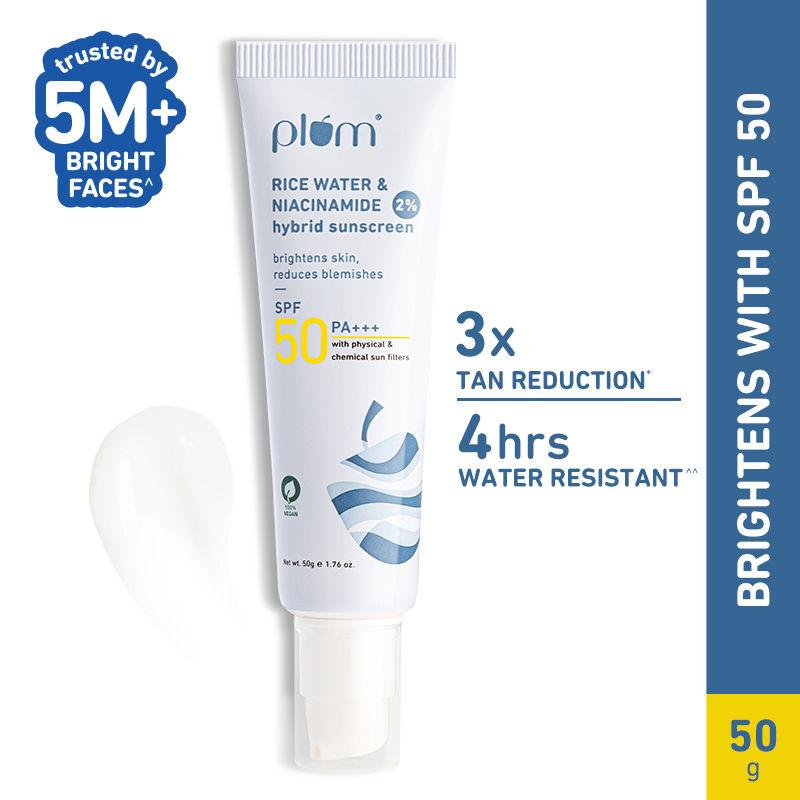 Buy Plum 2% Niacinamide Sunscreen with Rice Water SPF 50 PA+++ UVA/B ...