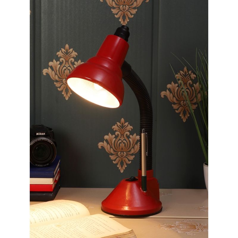 Buy MFD HOME FURNISHING Stylish 300 Red Table Lamp With Pen Stand ...