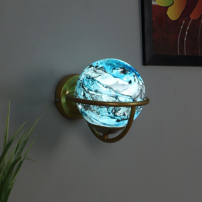 Buy MFD HOME FURNISHING Half Cut Rustic Wall Lamp Blue Online