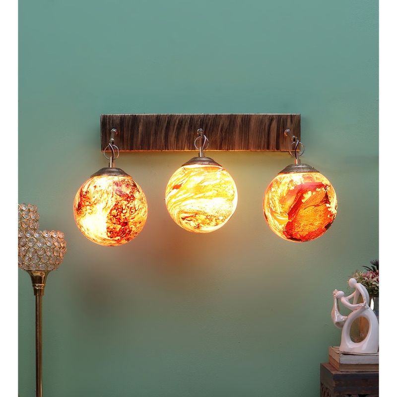 Buy MFD HOME FURNISHING Antique Solid Design Wall Lamp Red Online