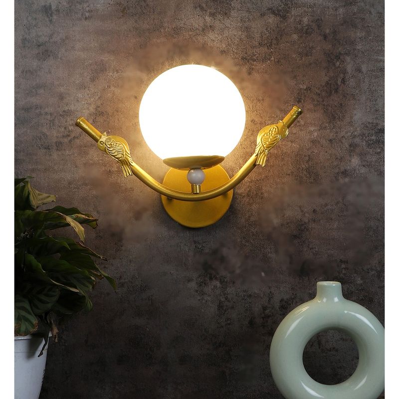 Buy MFD HOME FURNISHING Bird Vintage Wall Lamp Gold Mf Online