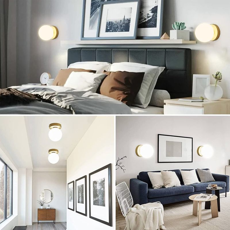 Buy MFD HOME FURNISHING Metal Wall Light Lamp With Glass Shade For ...