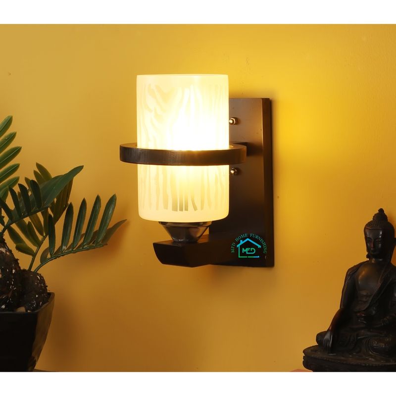 Buy MFD HOME FURNISHING Modern Wall Lamp With Wood And Wave Design ...