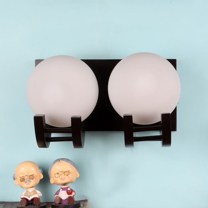 Buy MFD HOME FURNISHING Wooden Double Fixture Glass Globe Shape Doom ...