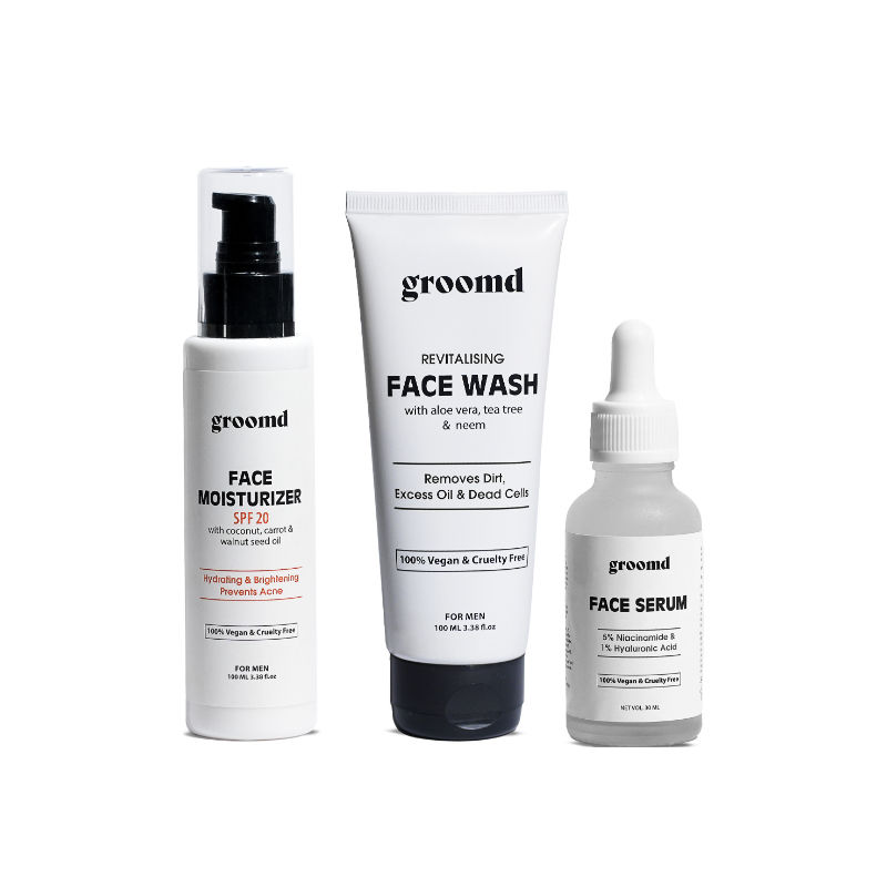 Buy Groomd Skin Essentials Set For Men With Face Moisturizer, Face Wash ...