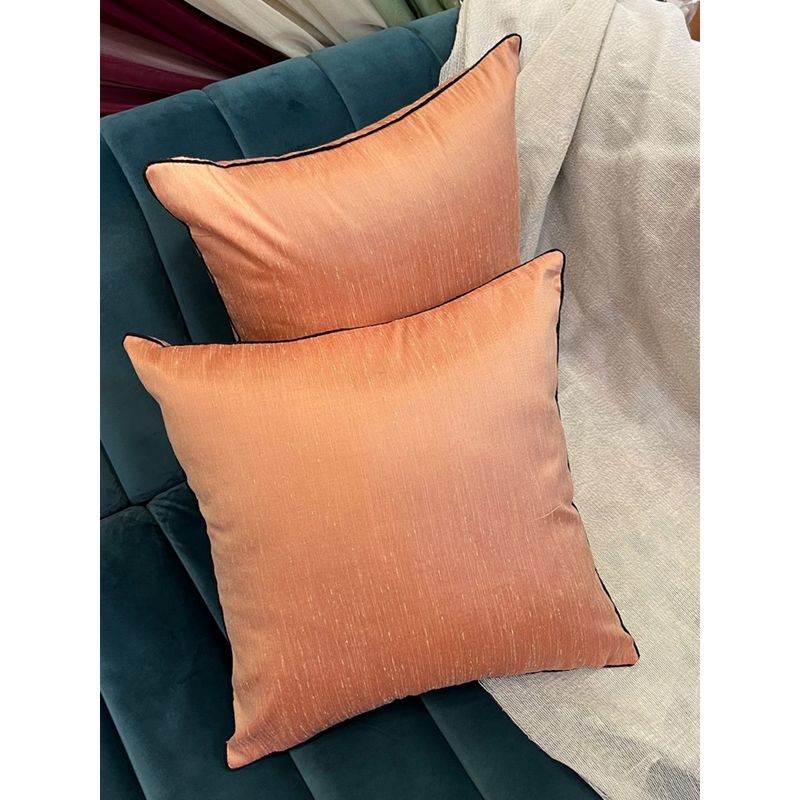 Buy SEEVO Silket Peach Pillow Cover 16 x 16 Inches Online