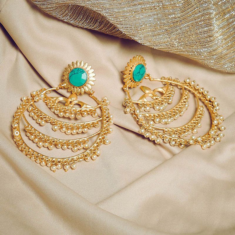 Buy PANASH Gold-toned & Turquoise Blue Crescent Shaped Handcrafted ... Buy PANASH Gold-toned & Turquoise Blue Crescent Shaped Handcrafted ...