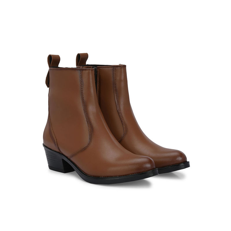 Buy Delize Tan Women Vegan Leather Western Ankle Casual Boot Online
