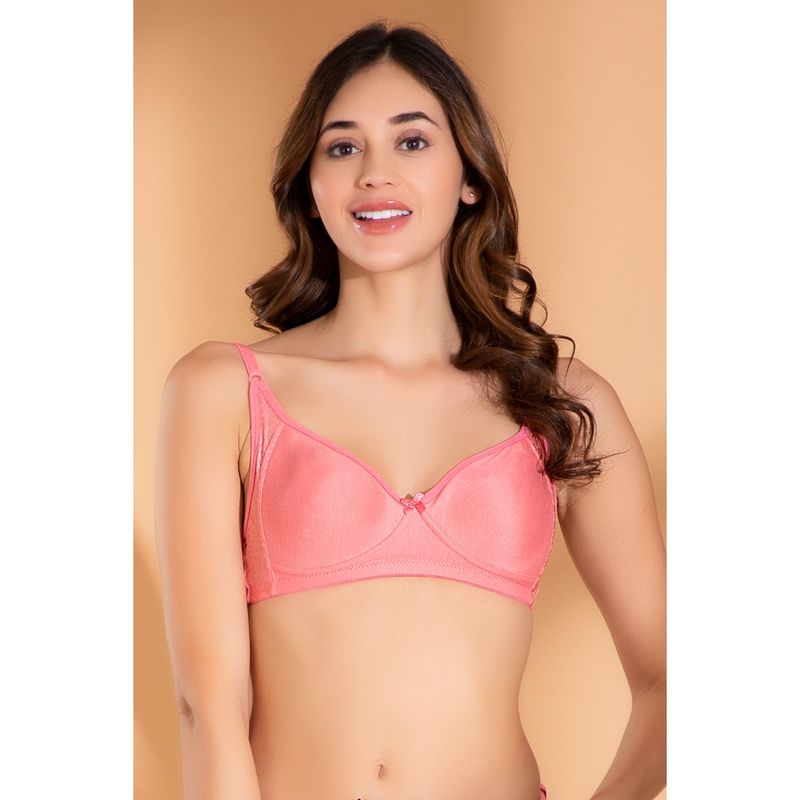 Buy Clovia Cotton Rich Solid Non-Padded Full Cup Wire Free T-shirt Bra - Light Pink Online