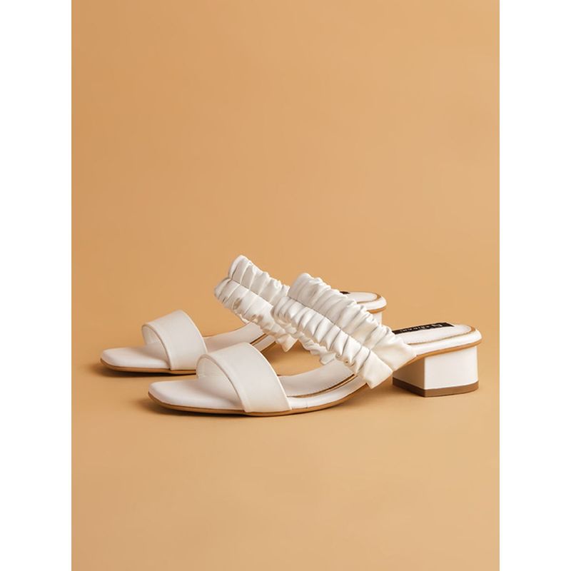 Buy Eridani Ruffled White Gianna Heels Online