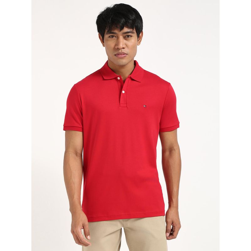 Buy Tommy Hilfiger Mens Red Color Polo T-Shirt Online