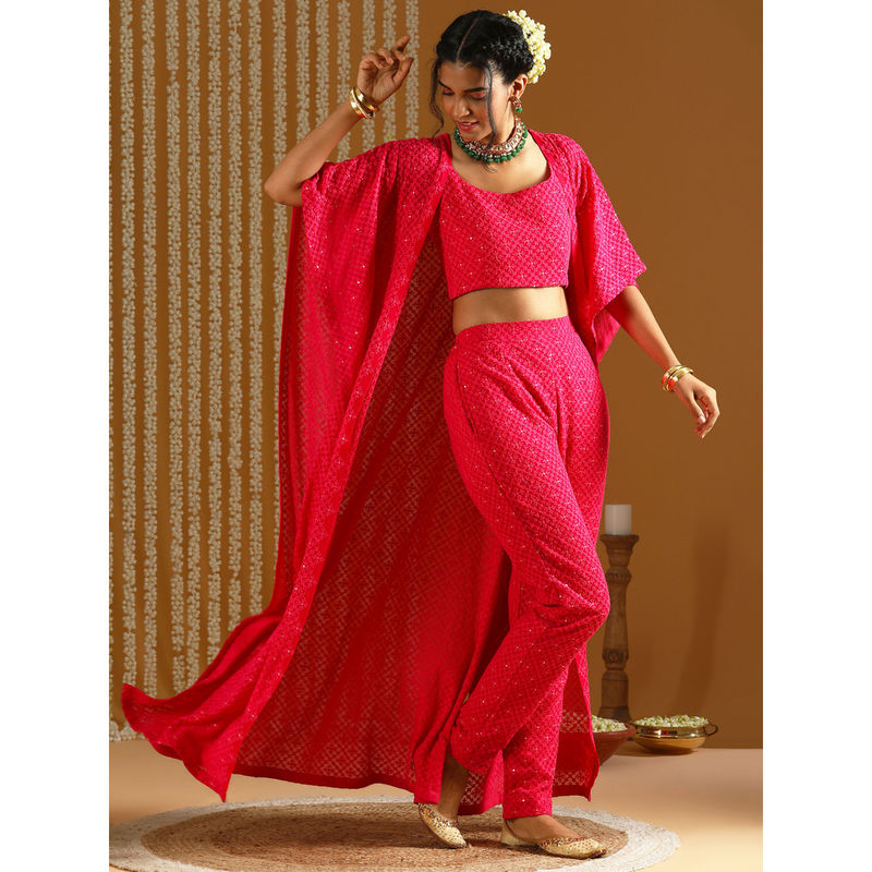 Gajra Gang by Nykaa Fashion Bageecha Fuchsia Crop Top With Pant ...