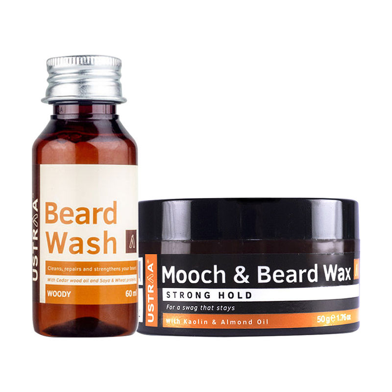 Buy Ustraa Beard & Mooch Wax & Beard Wash Woody Online