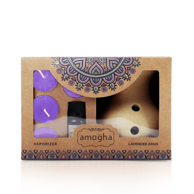 Buy Amogha Lavender Khus Fragrance Vaporizer with 4 Tealights Online