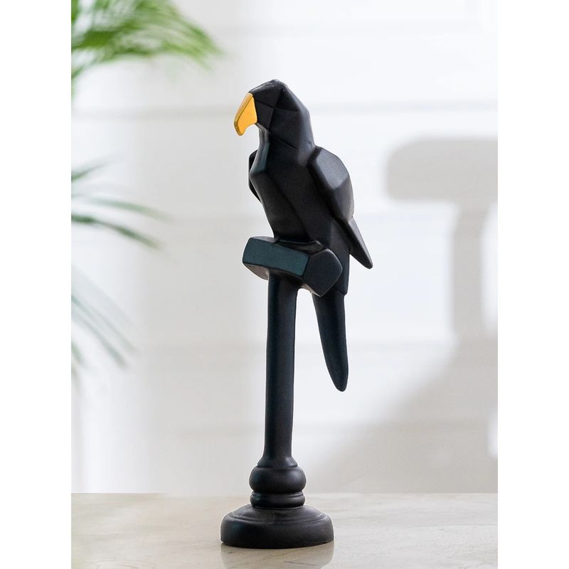 Buy DecorTwist Black Polyresin Parrot Figurine Showpiece Online