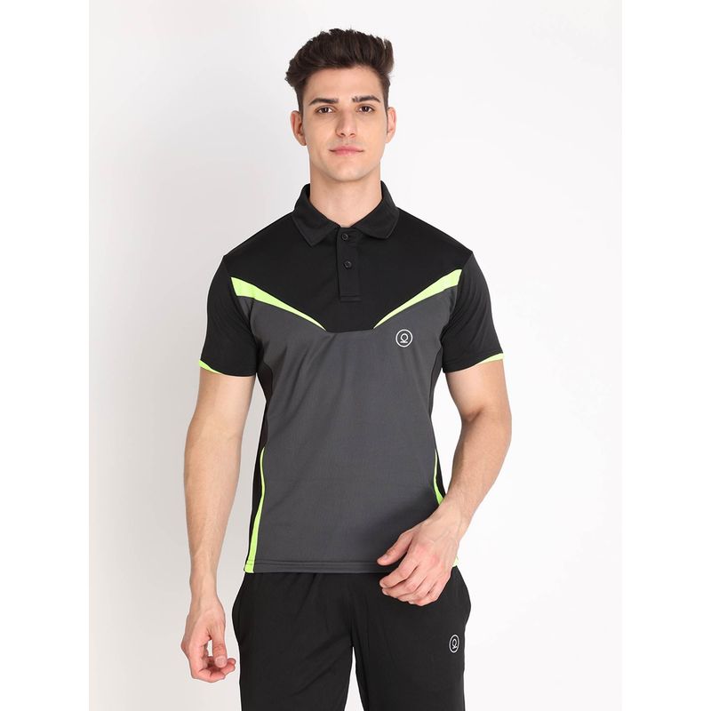 Buy Chkokko Men Gym Regular Fit Sports Polo T-shirt -Black Online