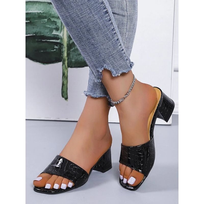 Buy Shoetopia Women Solid Black Heels Sandals Online