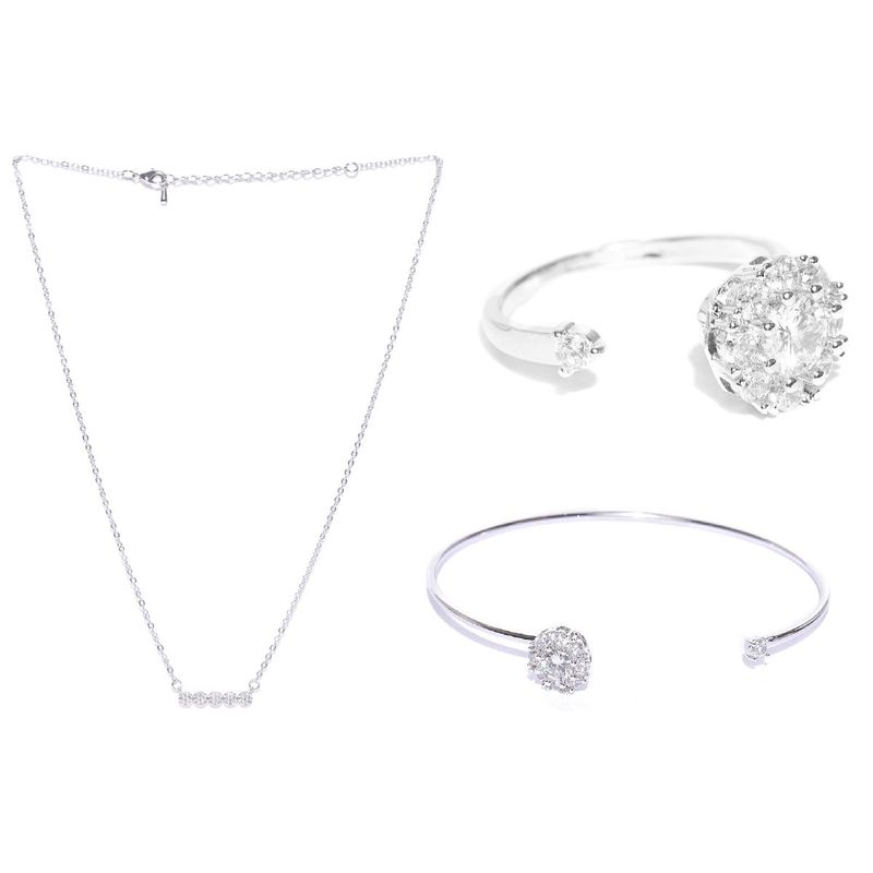 Buy Prita American Diamond Combo Of Necklace Bracelet And Ring Online