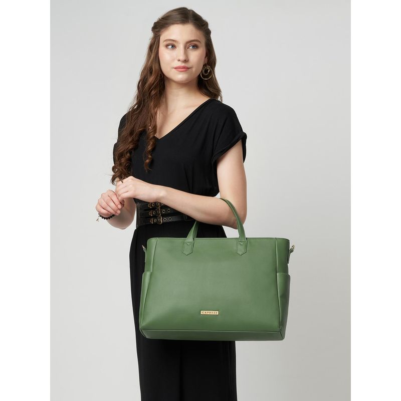 Buy Caprese Women Bow Olive Green 15.6 Inch Large Laptop Bag with ...