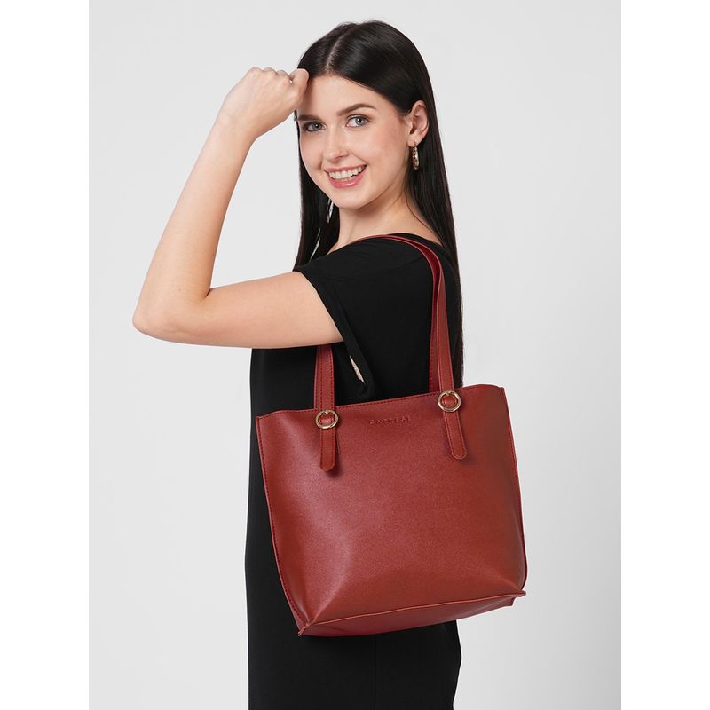 Buy Caprese Women Elena Cherry Burgundy Medium Tote Bag Online