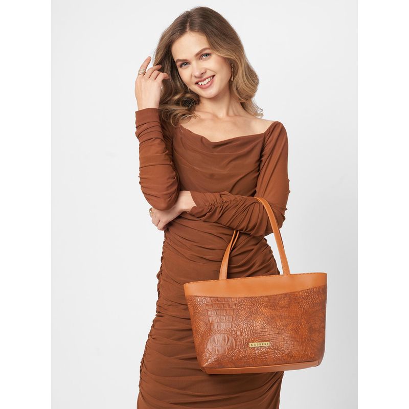 Buy Caprese Women Pupa Tan Medium Tote Bag Online