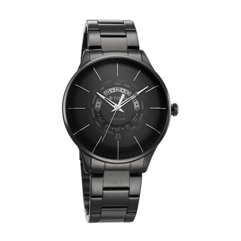 Buy Titan World Time 90145NM01 Black Dial Multifunction Watch for Men ...