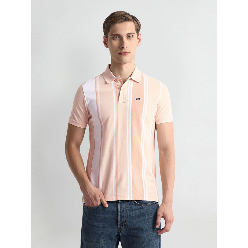 Buy Arrow Sports Vertical Stripe Logo Polo T-Shirt Online