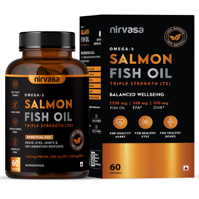 Buy Nirvasa Salmon Fish Oil Triple Strength Softgel Capsule Online