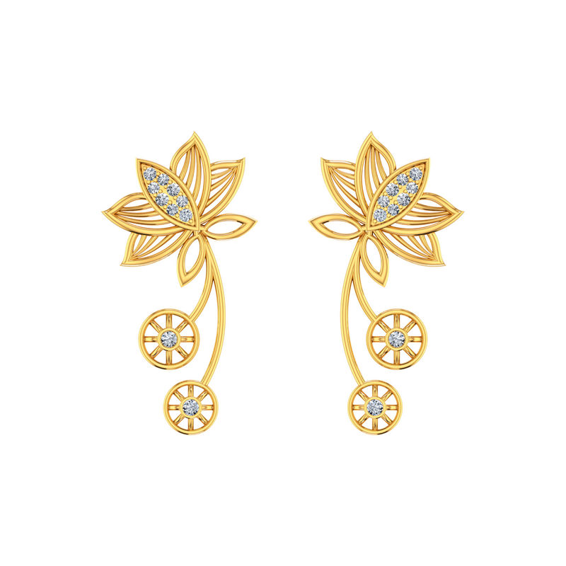 Zeya Lotus Chakra Dangler Gold Earrings with Gold Screw: Buy Zeya Lotus ...