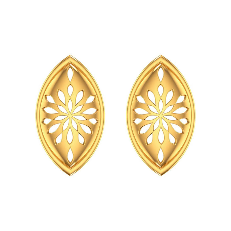 Buy Zeya Flower Cut Gold Earrings with Gold Screw Online