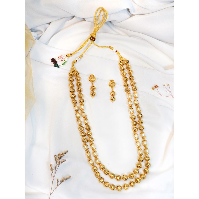 Buy Niscka 24K Gold Plated Traditional Matar Mala with Pearls Online