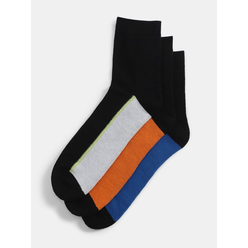 Buy Jack & Jones Men Colorblocked Black Calf Length Socks (Pack of 3 ...