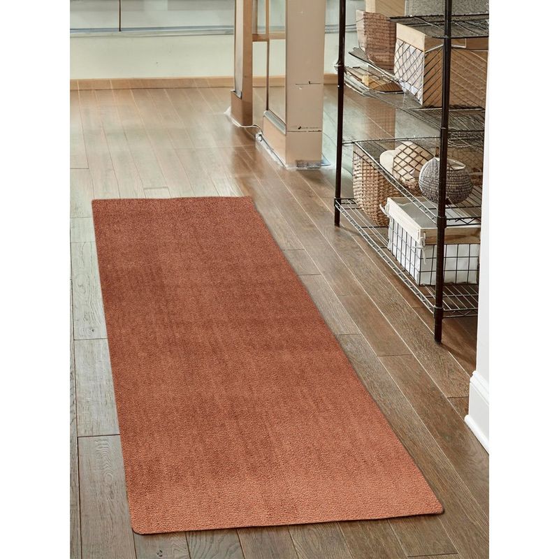 Buy OBSESSIONS Polyester Anti-Skid Solid Bedside Runner Rust (2X5 Feet ...