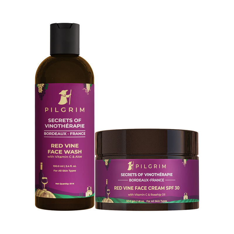 Buy Pilgrim Anti Ageing Face Wash & Day Cream SPF 50 Combo Online