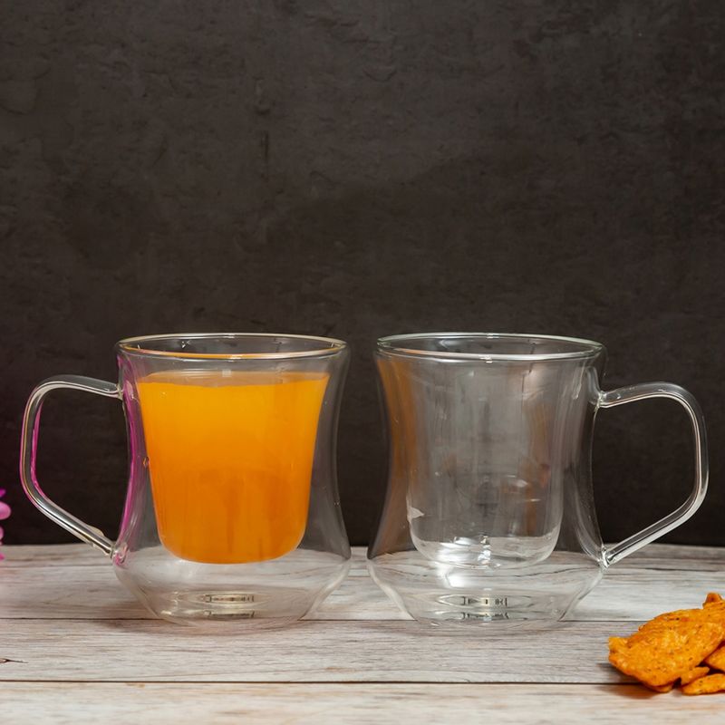 Buy EZ Life Borosilicate Double Walled Glass Passion Mug with Handle ...