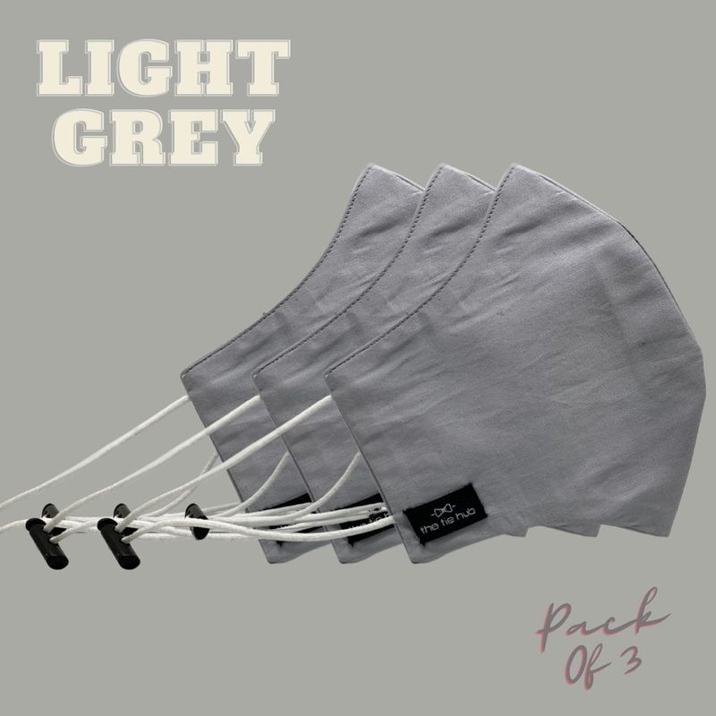 The Tie Hub Light Grey Solid 100% Premium Cotton Reusable Face Mask ...
