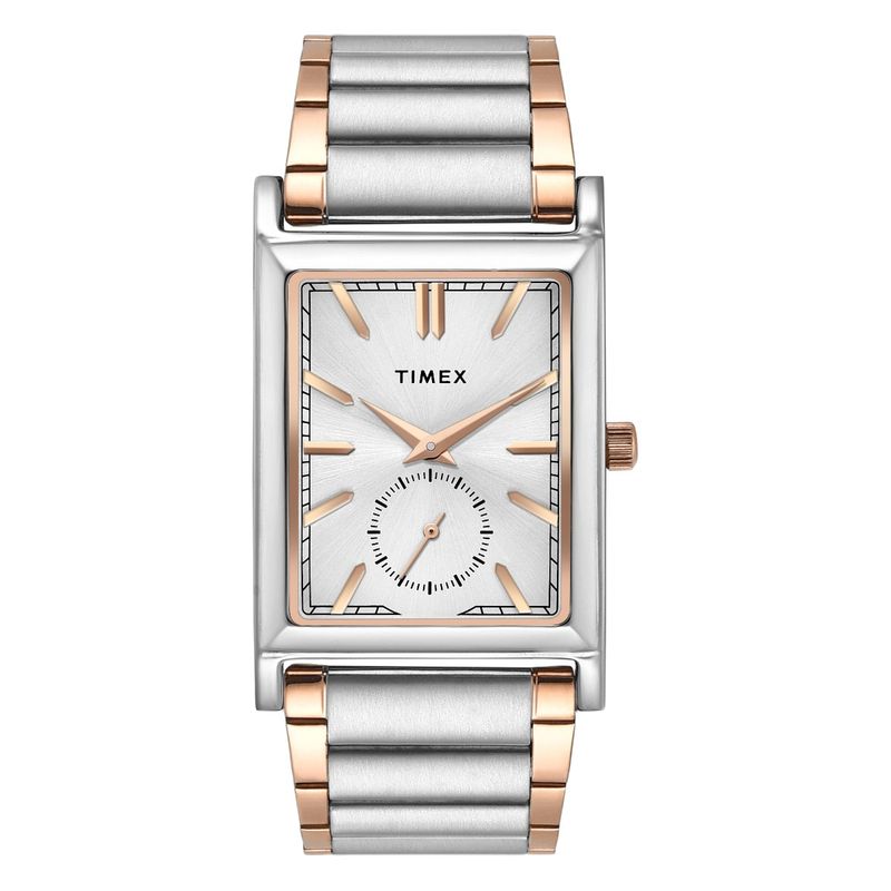 Buy Timex Men Silver Rectangular Dial Analog Watch - TW000L525 (M) Online