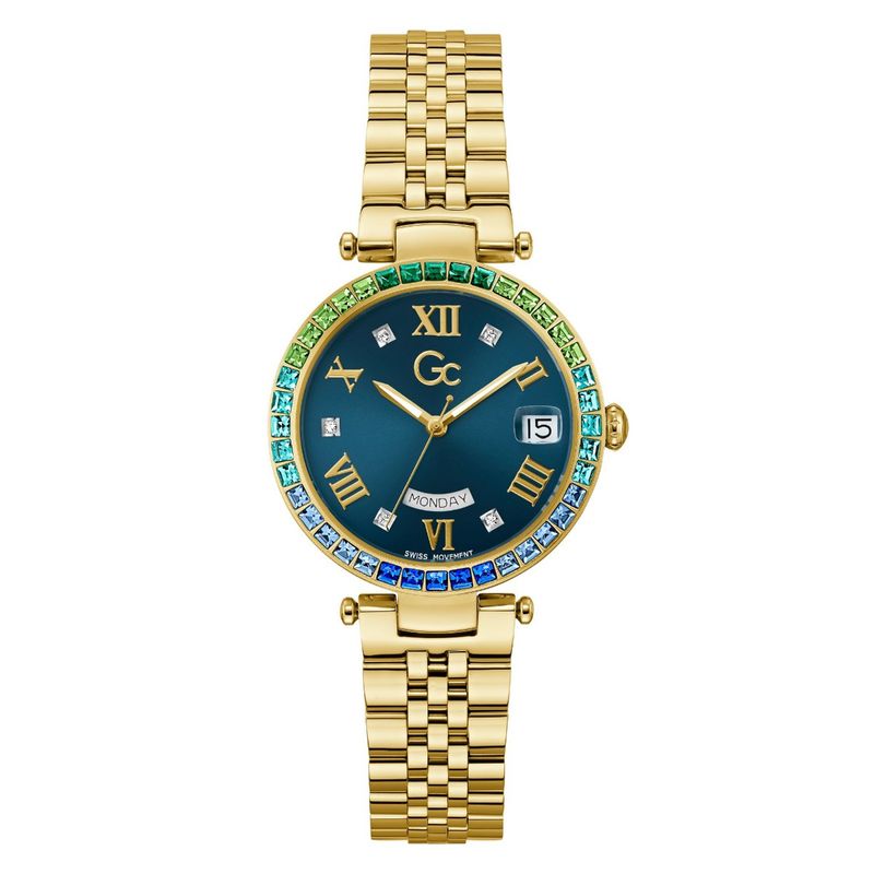 Buy GC Women Flair Crystal Blue Round Dial Analog Watch - Z01021L7MF (M ...