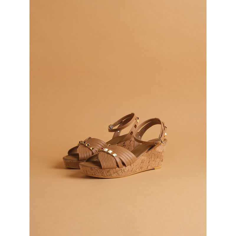 Buy Eridani Embellished Beige Alex Wedges Online