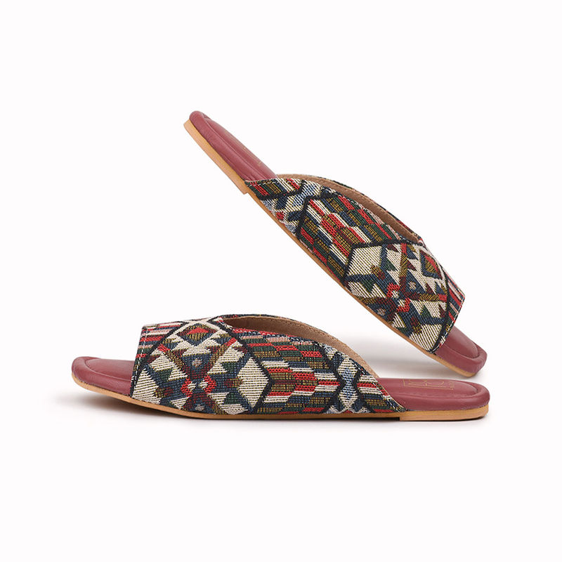 Buy Noosh Bohemian Jazz Peep Toe Slippers Multi Color Online