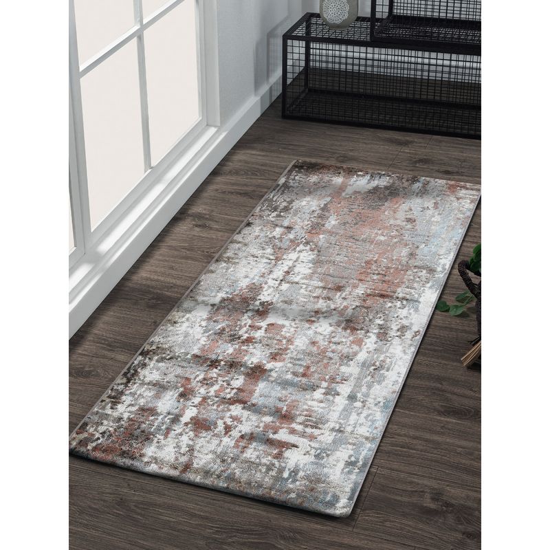Buy OBSESSIONS Polypropylene Rust and Cream Abstract Floor Runner (2x5 feet) Online