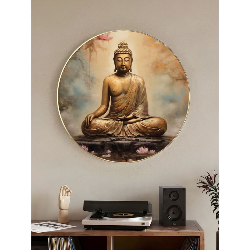Buy Art Street Meditating Lord Buddha Religious Wall Art, Metal Finish ...