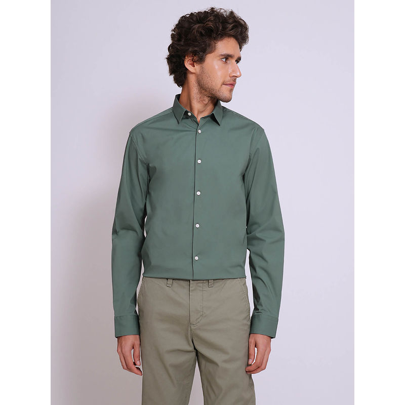 Buy Selected Green Solid Slim Fit Shirt Online
