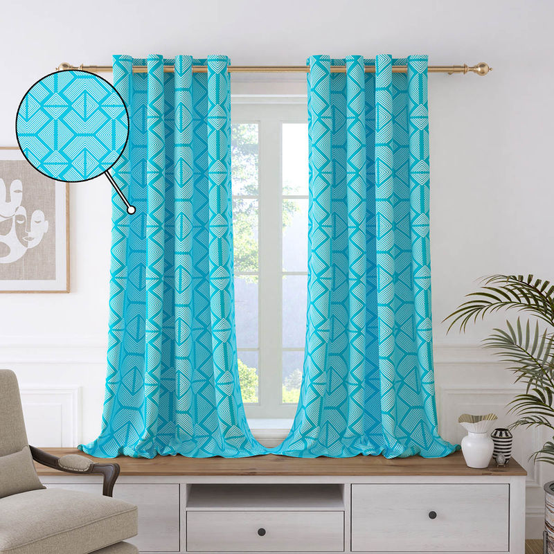 Buy Story@Home 100% Cotton Geometric Pattern Window Curtains 5 ft Set ...